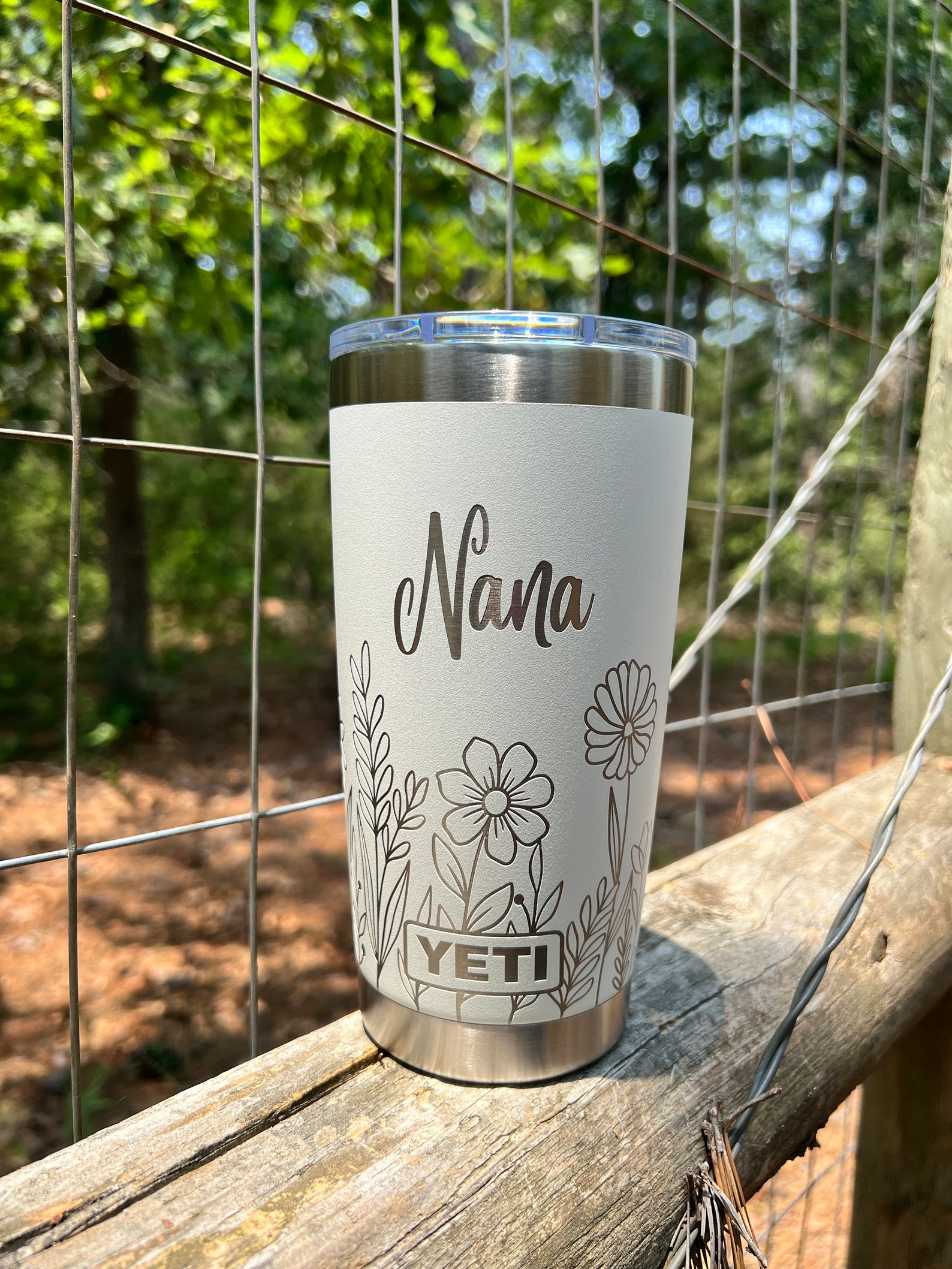 Personalized Floral Design Yeti 20oz Rambler Tumbler 360 Degree ...