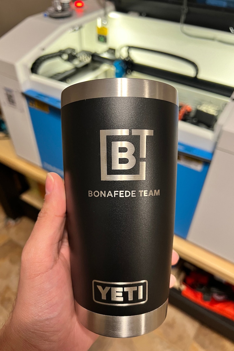 Business Logo Yeti 20oz Rambler Tumbler Laser Engraved Merch Swag ...