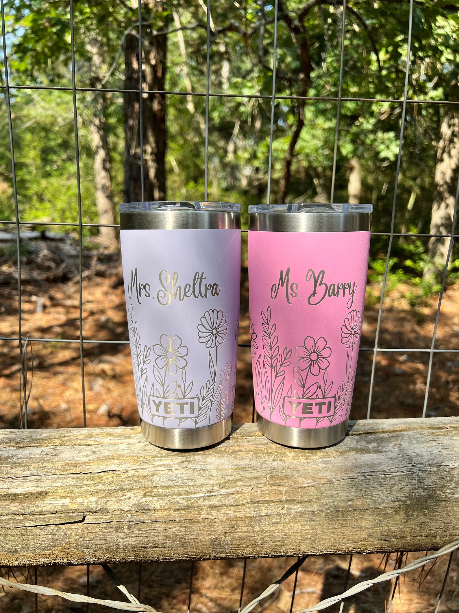 Personalized Floral Design Yeti 20oz Rambler Tumbler 360 Degree ...