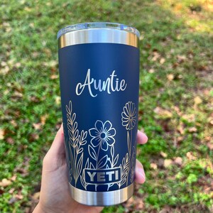 Personalized Floral Design Yeti 20oz Rambler Tumbler 360 Degree ...