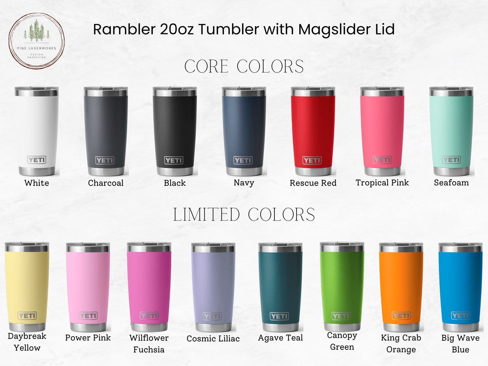 Personalized Floral Design Yeti 20oz Rambler Tumbler 360 Degree ...