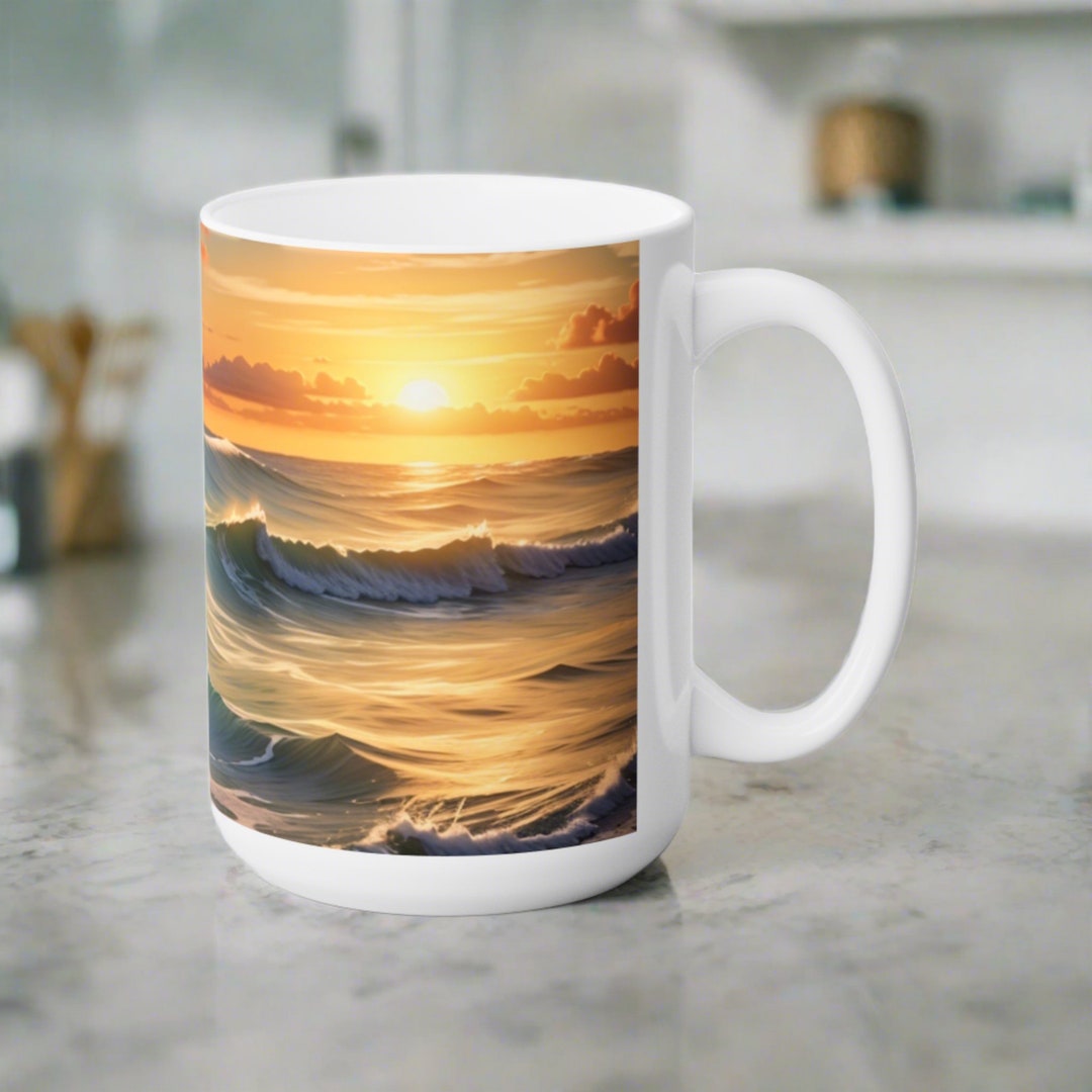 Ocean Lover's Mug, Beach Theme Coffee Mug, Ocean-themed Cup, Summer ...