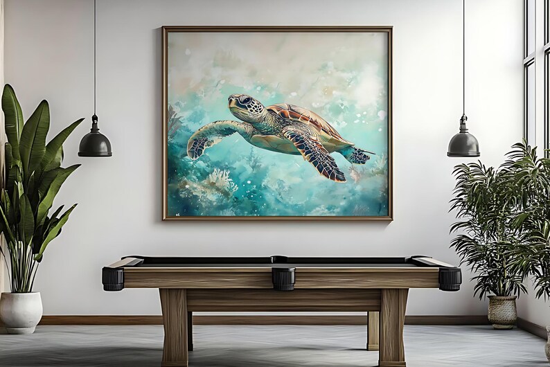 Sea Turtle Art Print, Coastal Home Decor (digital Download) - Etsy