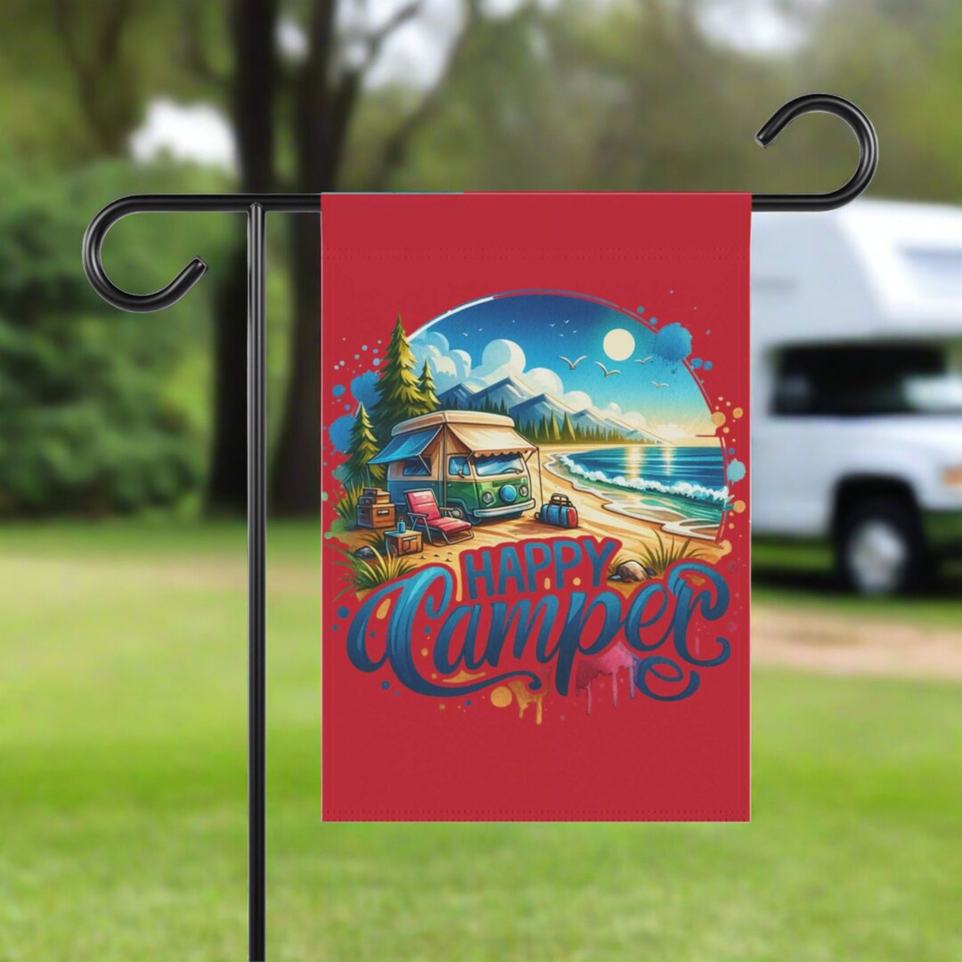 Happy Camper Campsite Banner Durable Double-sidedcampsite Garden Flag ...