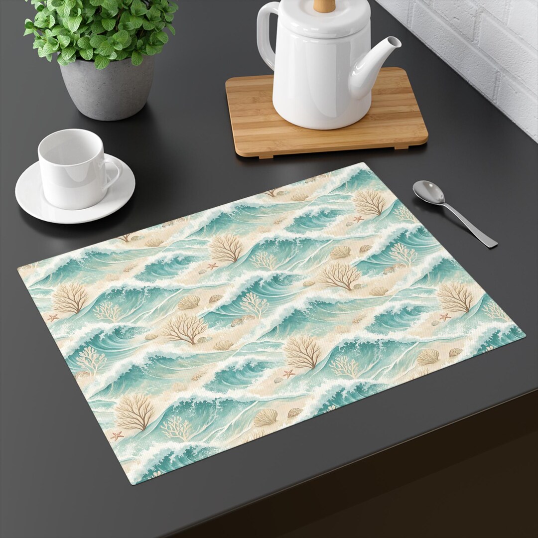 Ocean Wave Placemat, Coastal Dining Mat, Beach Decor, Summer Table ...