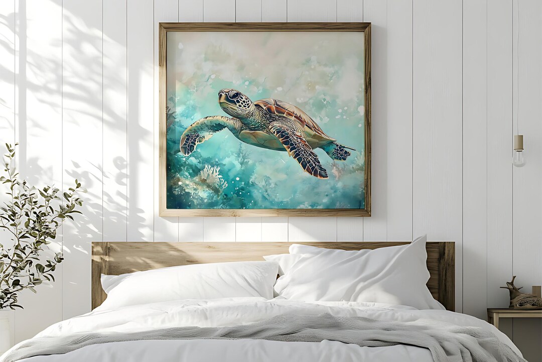Sea Turtle Art Print, Coastal Home Decor (digital Download) - Etsy