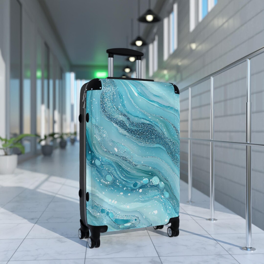 Stylish Carry-on Luggage With Ocean Wave Design, Travel Bag, Vacation ...