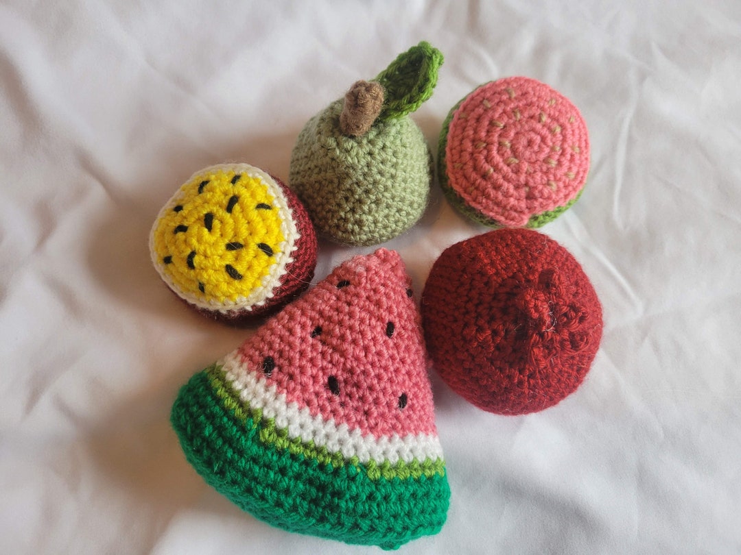 Crocheted Fruit Plushies Set of 5 - Etsy