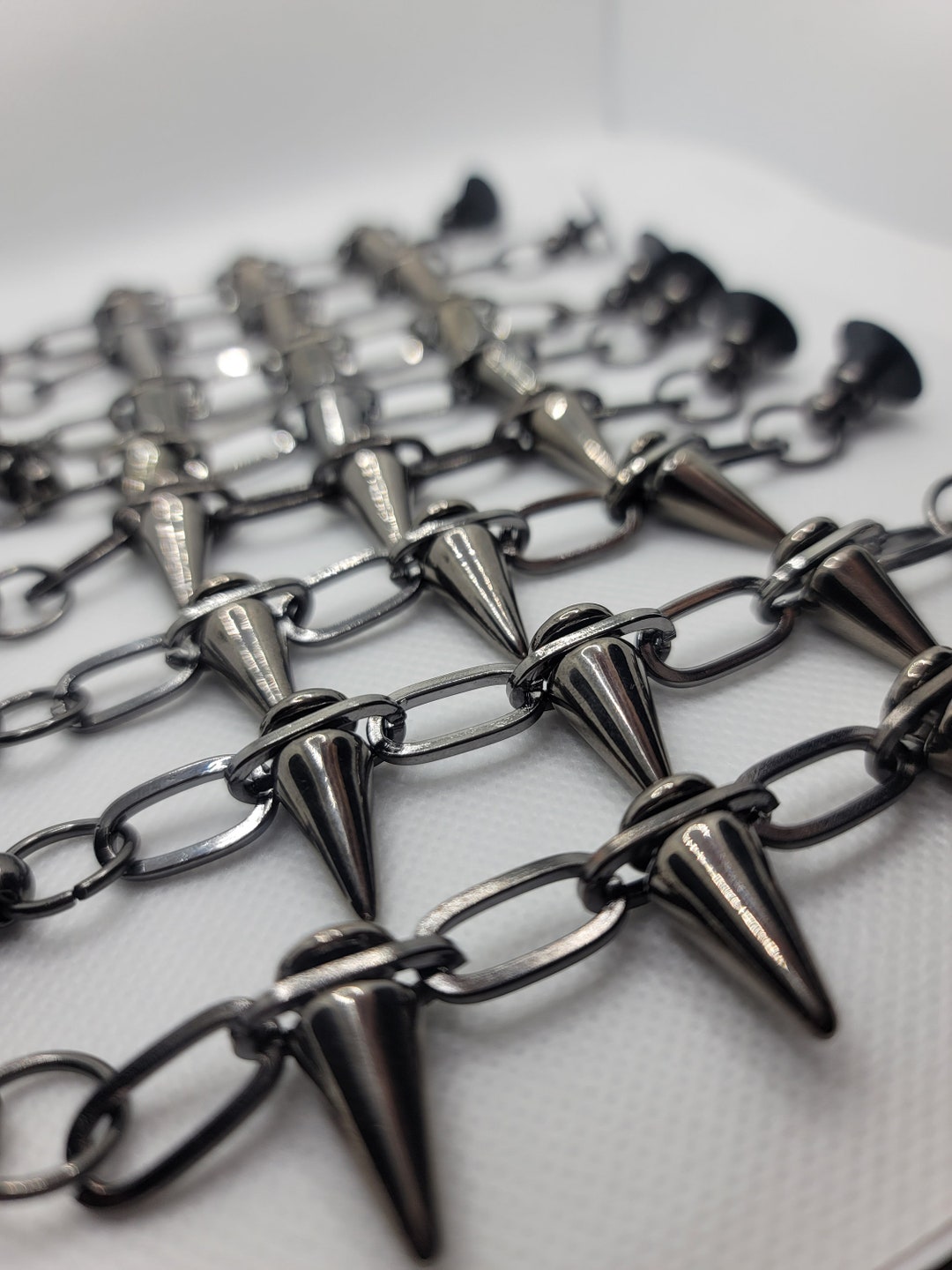 Chains Shoe Charm, Golden Spiked. Silver Spiked Shoe Charm. Gunmetal ...