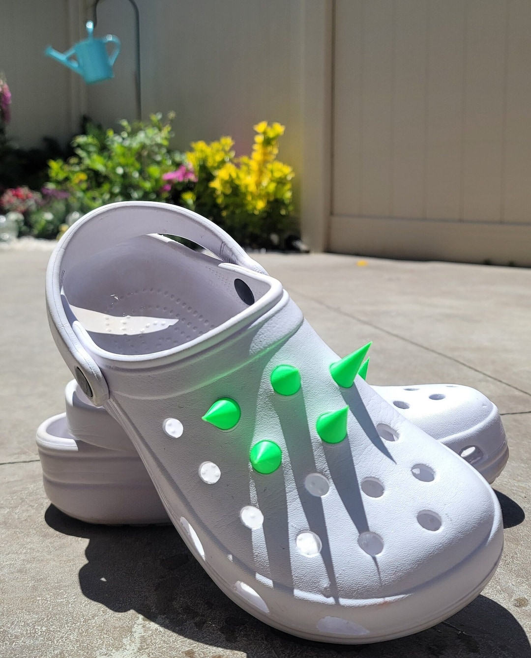 Green Spikes Set 3d Printed Custom Crocs Decoration. Bright Green ...