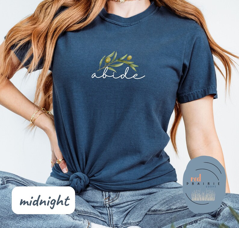 Abide Shirt, Comfort Colors Christian T-shirt, Olive Branch Tee ...