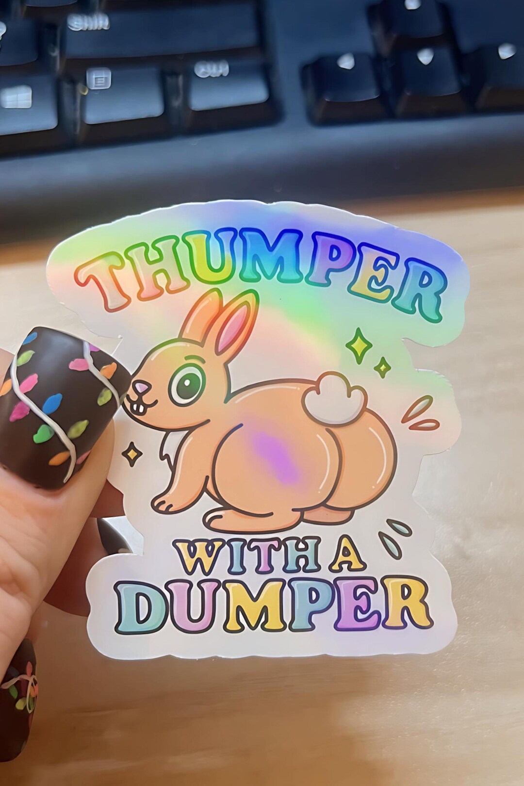 Thumper With a Dumper Holographic Sticker • Funny Bunny Decal - Etsy