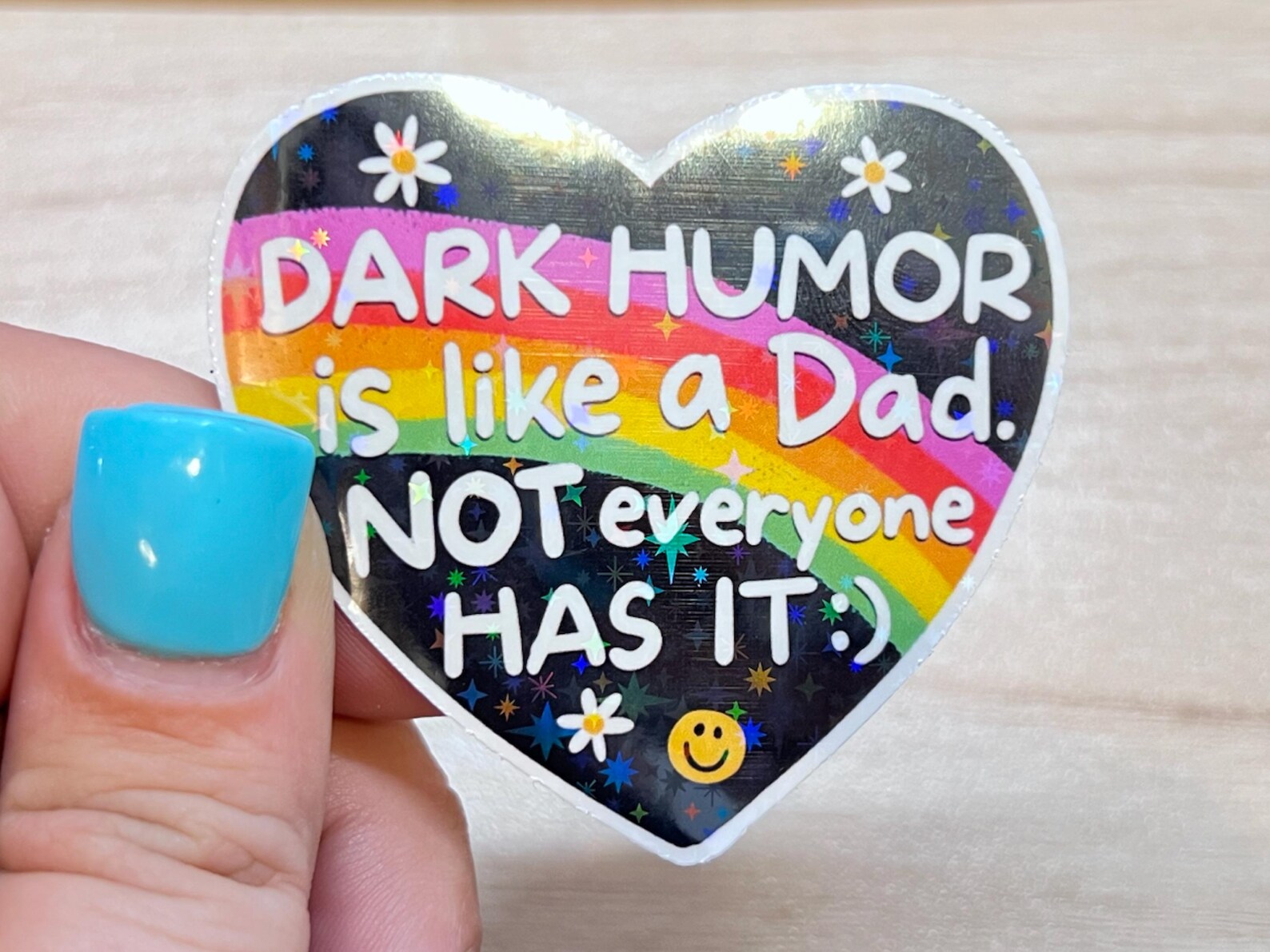 Dark Humor Rainbow Heart Sticker | Sarcastic Vinyl Decal (water ...