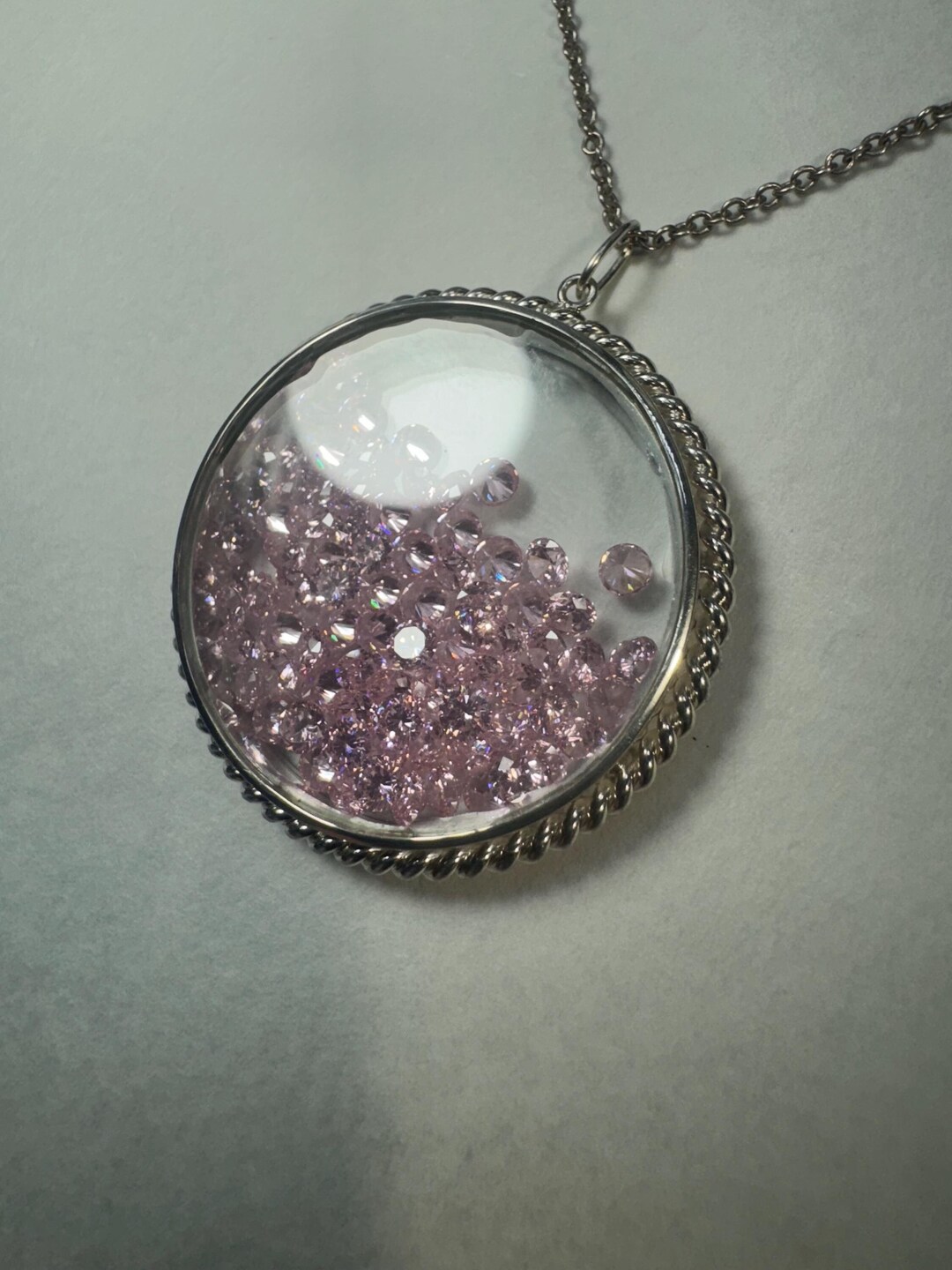 30mm Sapphire Crystal Shaker Pendant/3mm Round Pink Loose Zirconia ...