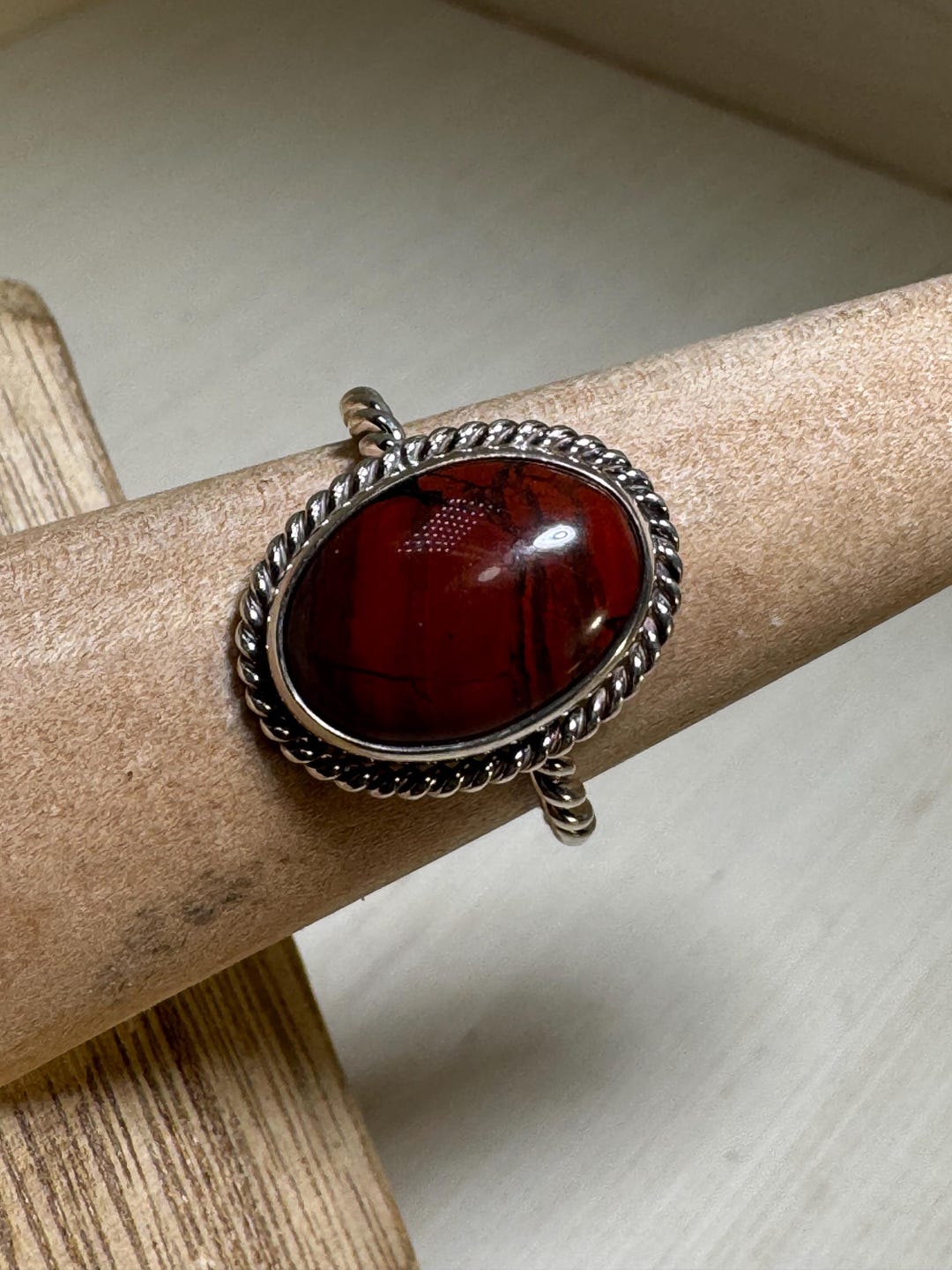 Tiger Iron Silver Oval Ring/twisted Wire Shank/size 7.5/everyday Wear ...