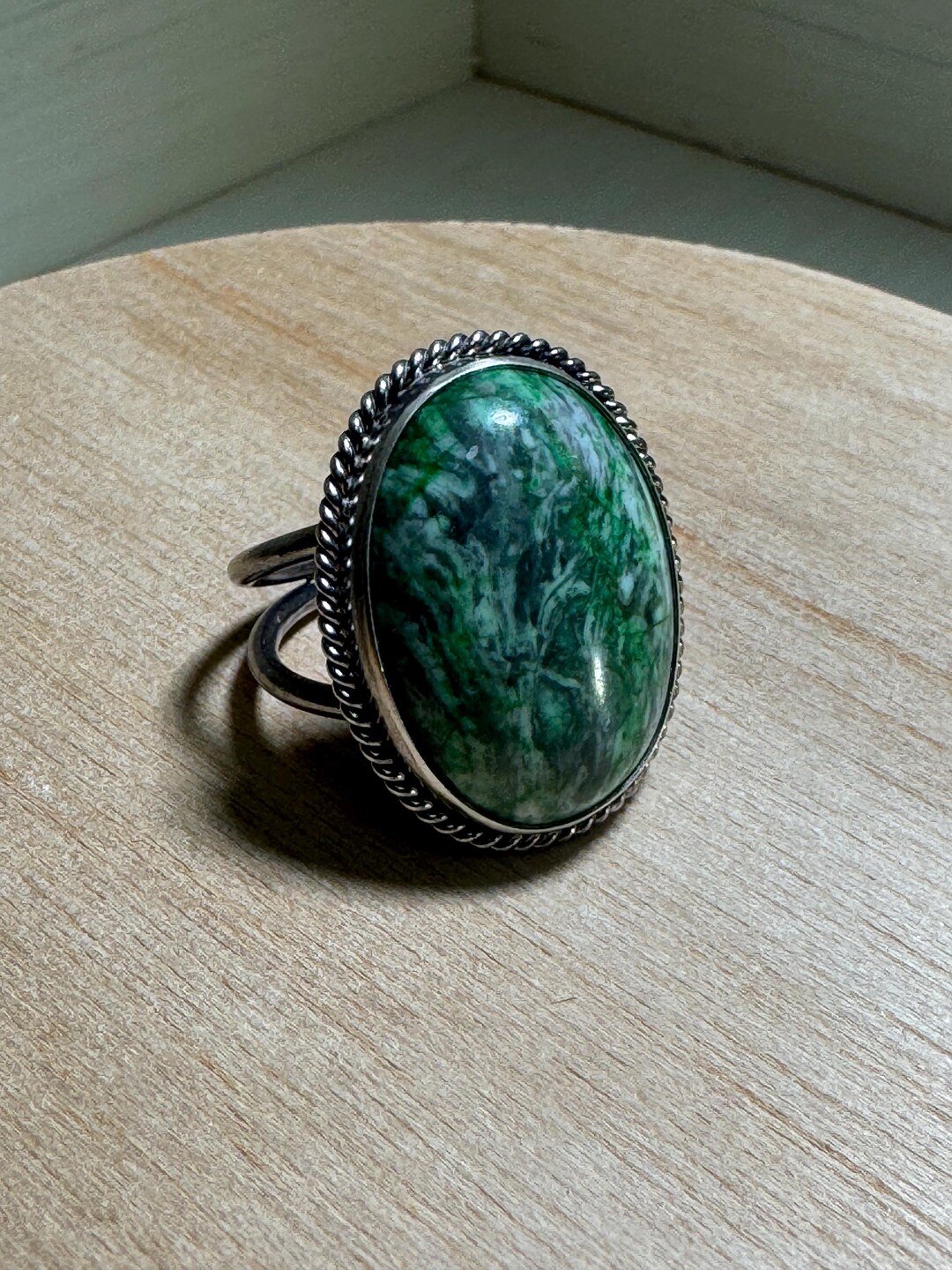 Green Jasper Silver Ring/handmade in Usa/gift for Her/double Shank Ring ...
