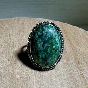 Green Jasper Silver Ring/handmade in Usa/gift for Her/double Shank Ring/925 Sterling Silver Ring ...