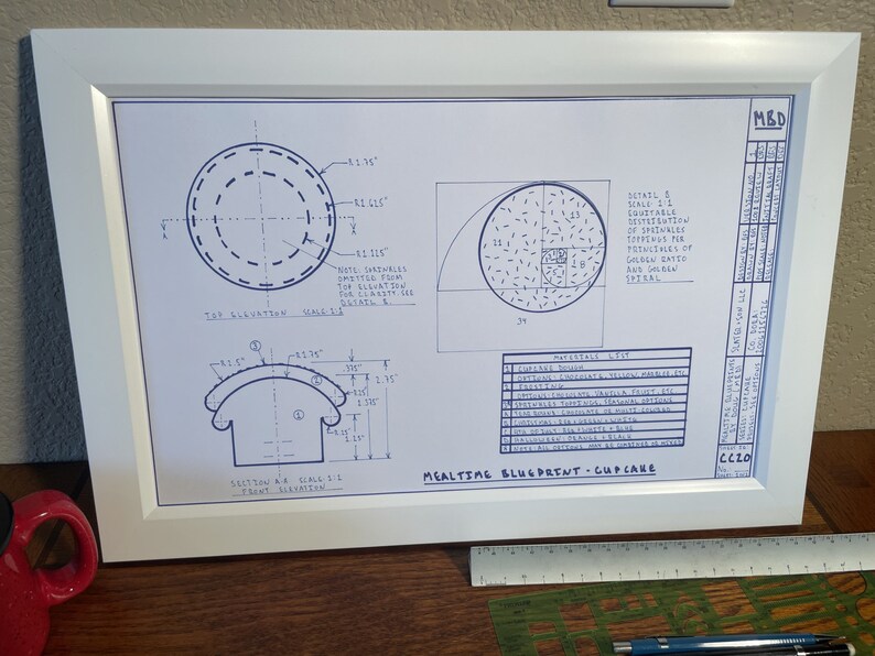 Cup Cake - Blueprint and Technical Drawing of Selected Mealtime Food ...