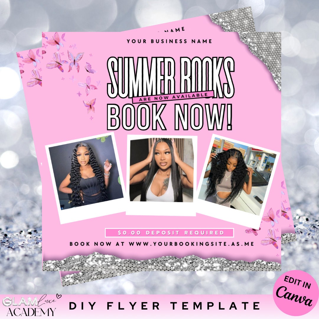 Summer Booking Flyer, July Booking, Hair Flyer, Booking Template ...