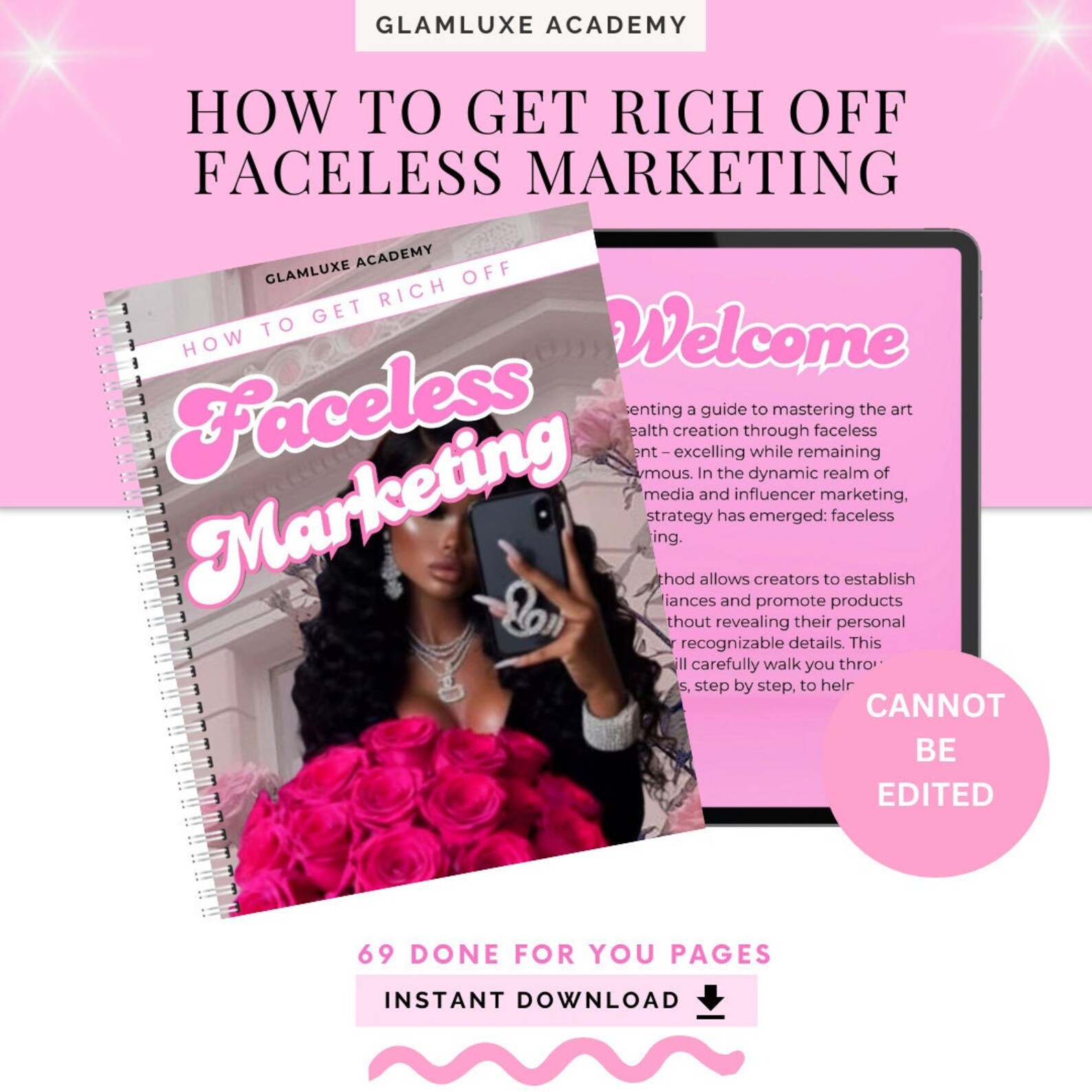 Faceless Marketing,done for You, Ebook Template, Ebook, PLR , White ...