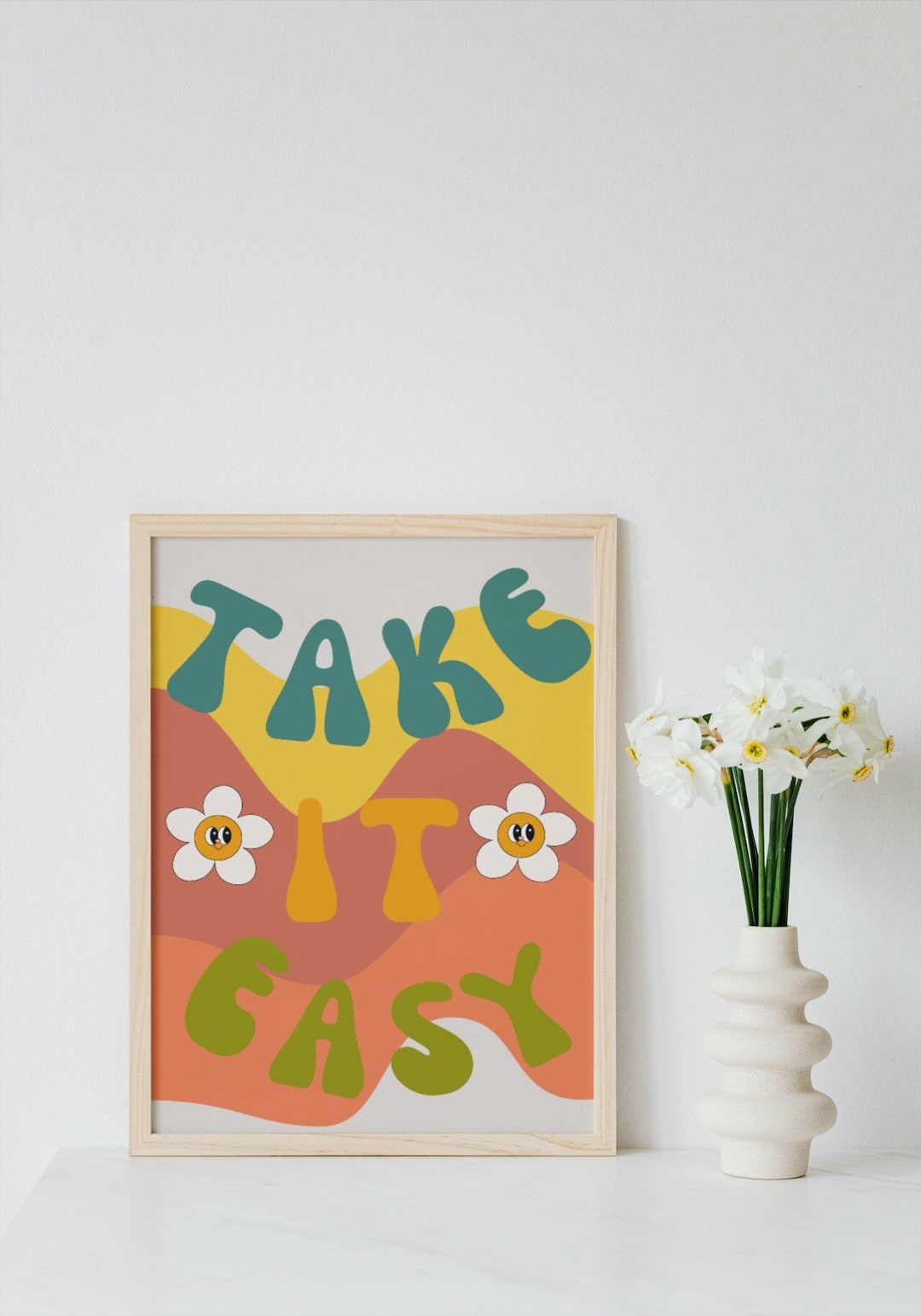 Groovy 70s Poster Take It Easy - Etsy