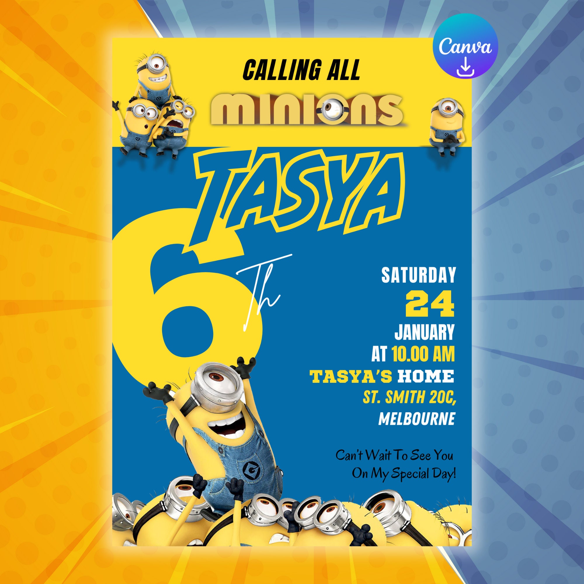 Editable Invitación de cumpleaños de los Minions, Invitación a la ...