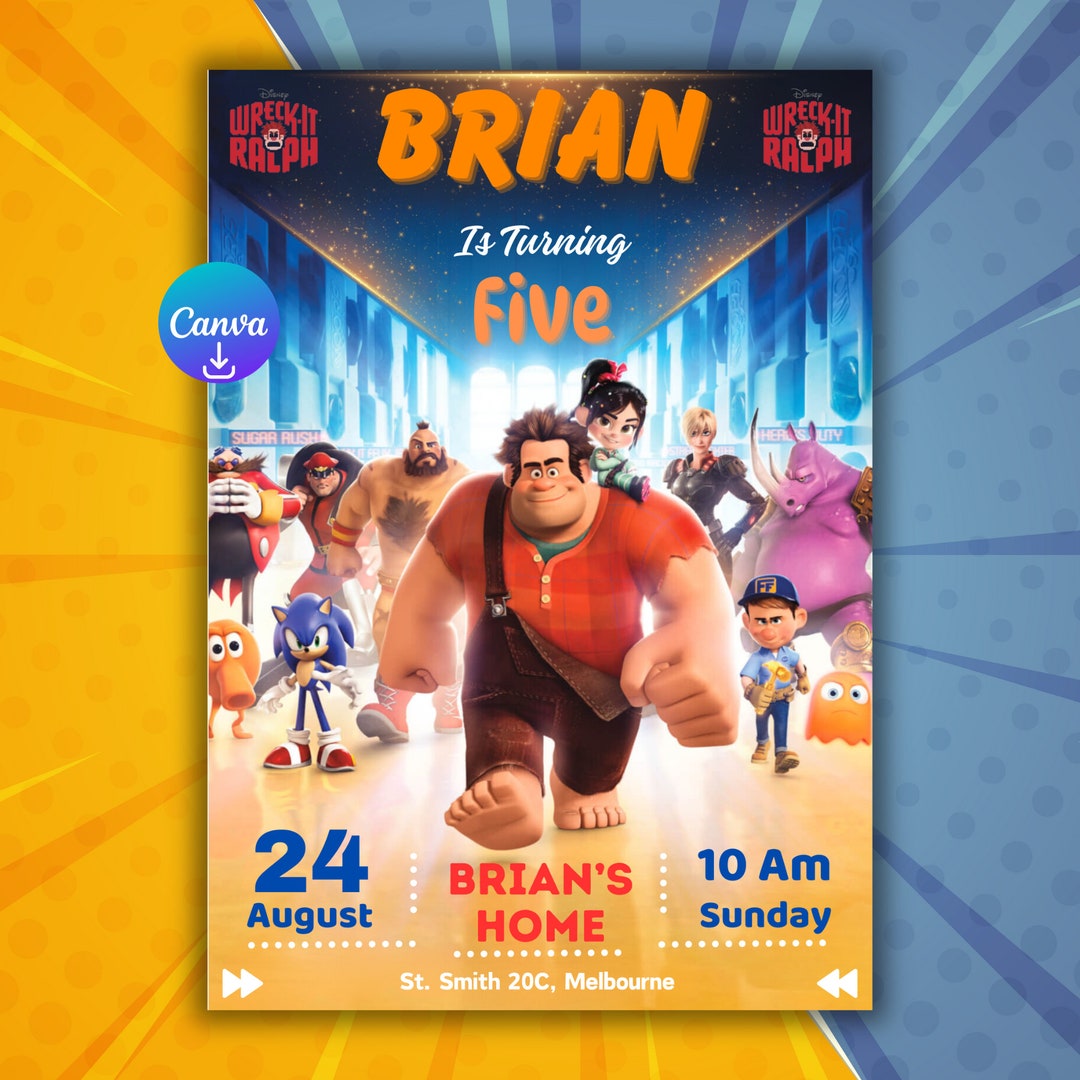 Editable Wreck It Ralph Birthday Invitation, Wreck It Ralph Party ...