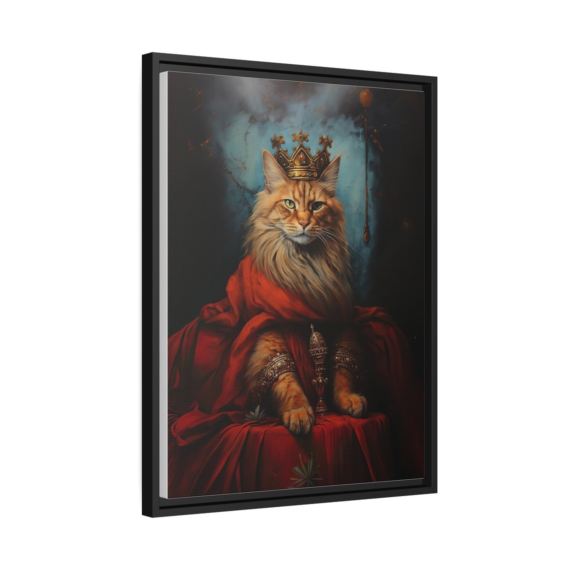 Royal Orange Cat in King Attire - Matte Canvas With Black Frame, Regal ...