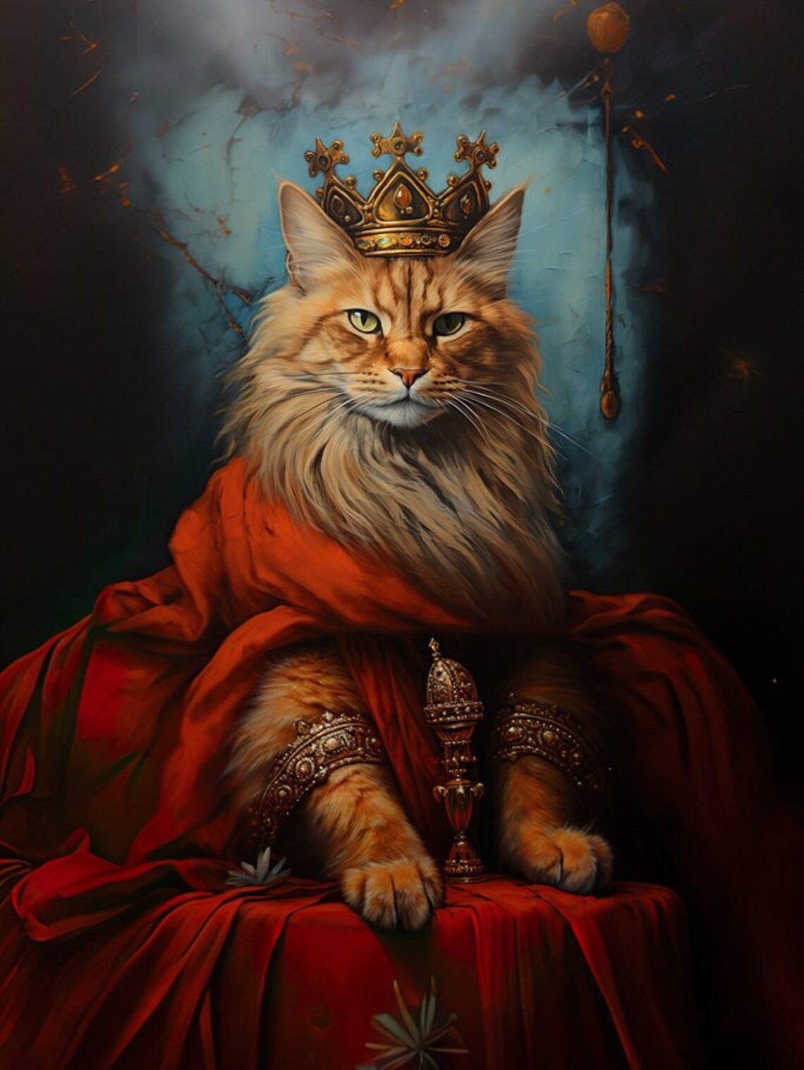 Royal Orange Cat in King Attire - Matte Canvas With Black Frame, Regal ...