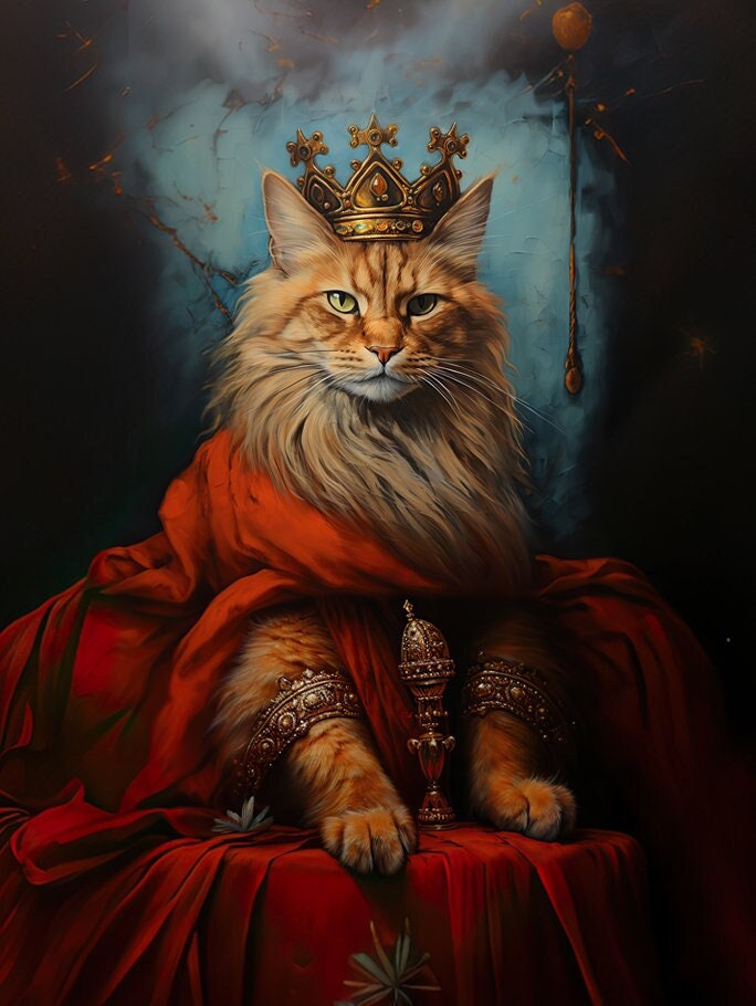 Royal Orange Cat in King Attire - Matte Canvas With Black Frame, Regal ...