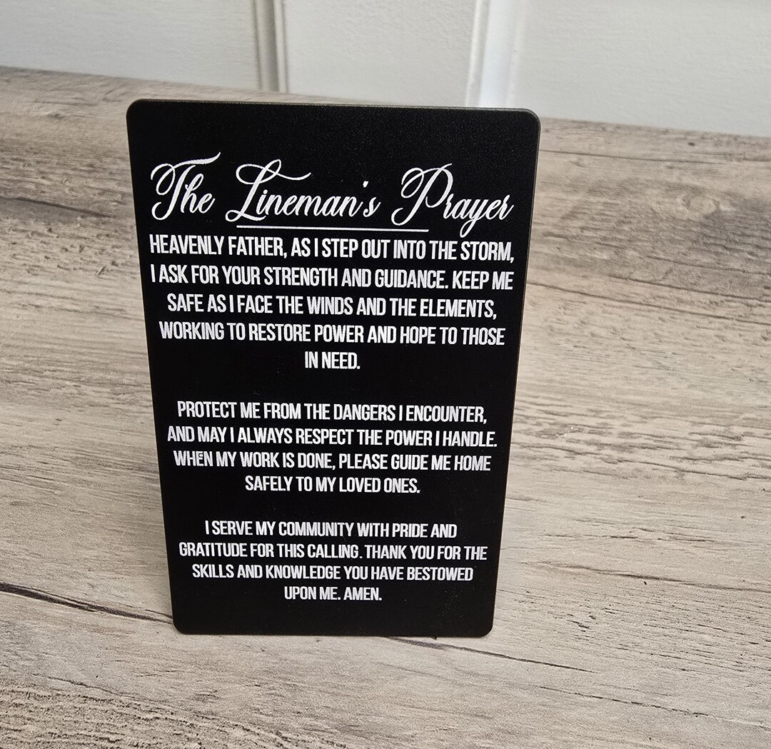 Lineman's Prayer Wallet Card | Inspirational Pocket Token | Lineman ...