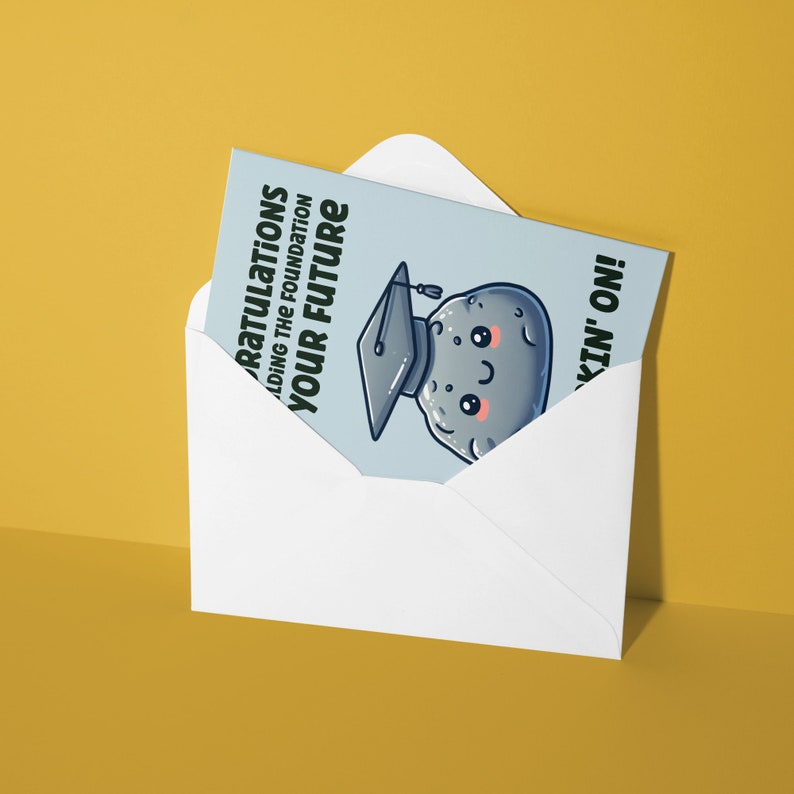 Kawaii Rock Keep Rockin on Cute Graduation Card to Congratulate A ...