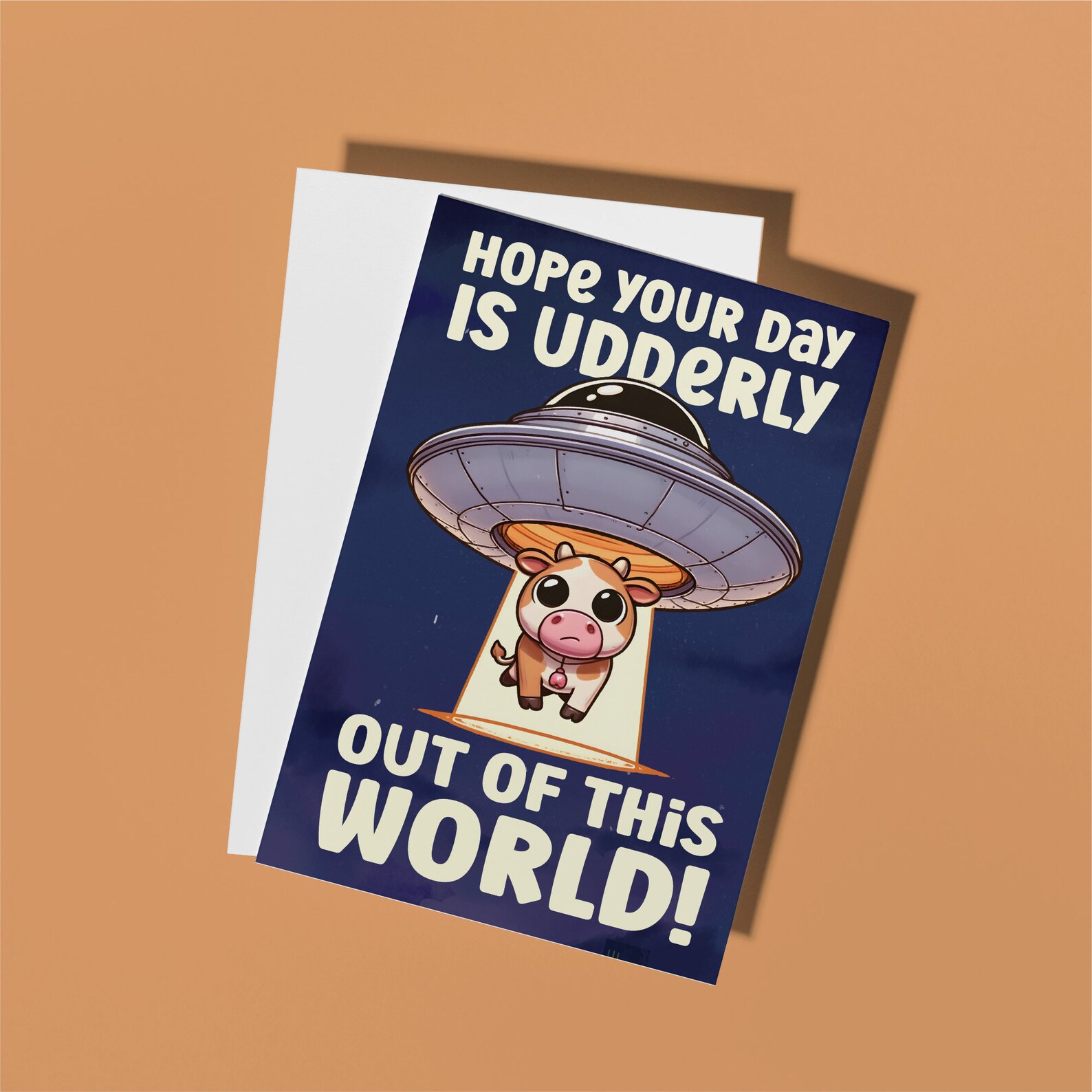 Cute Cow Ufo Birthday Day Card for Best Friend Science Fiction Geek ...