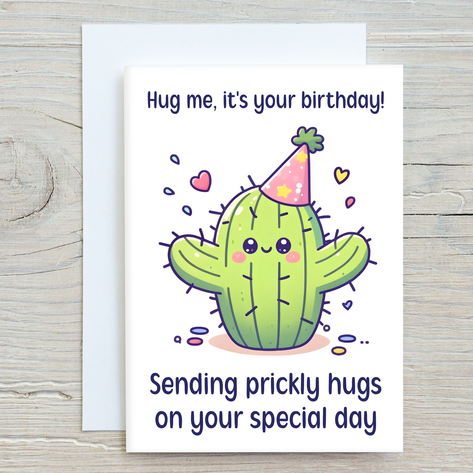 Cuddly Cactus Birthday Hug Card for Someone Who Loves Cacti Succulent ...
