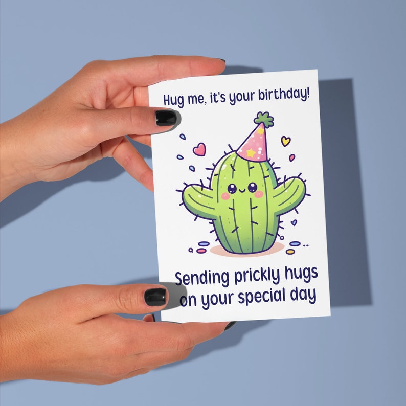 Cuddly Cactus Birthday Hug Card for Someone Who Loves Cacti Succulent ...