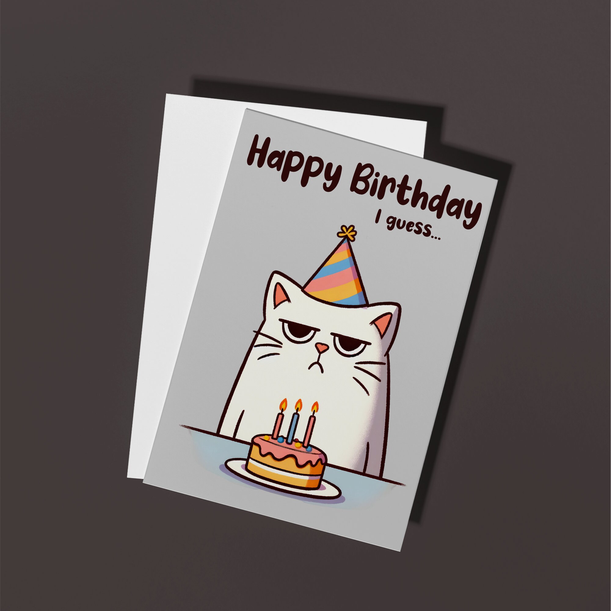 Grumpy Cat Birthday Card for Cat Lovers Kittens Not Amused Annoyed ...