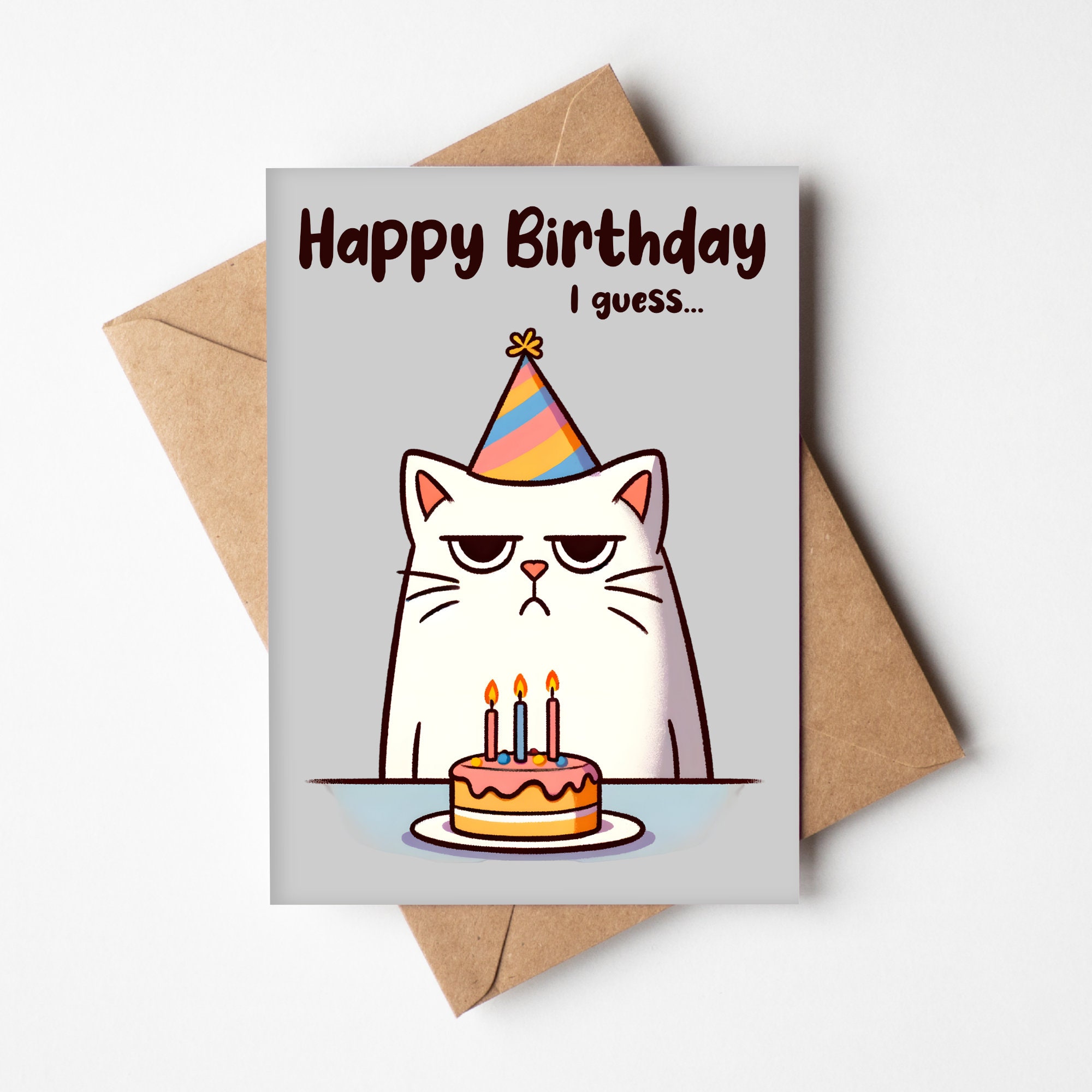Grumpy Cat Birthday Card for Cat Lovers Kittens Not Amused Annoyed ...