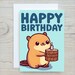 Cute Beaver Birthday Card With Wood Cake Punny Party Card for Kids ...