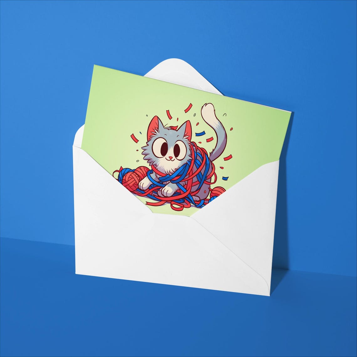 Kitten Playing With Streamers Birthday Card Cat Pun Kitty let's Get ...