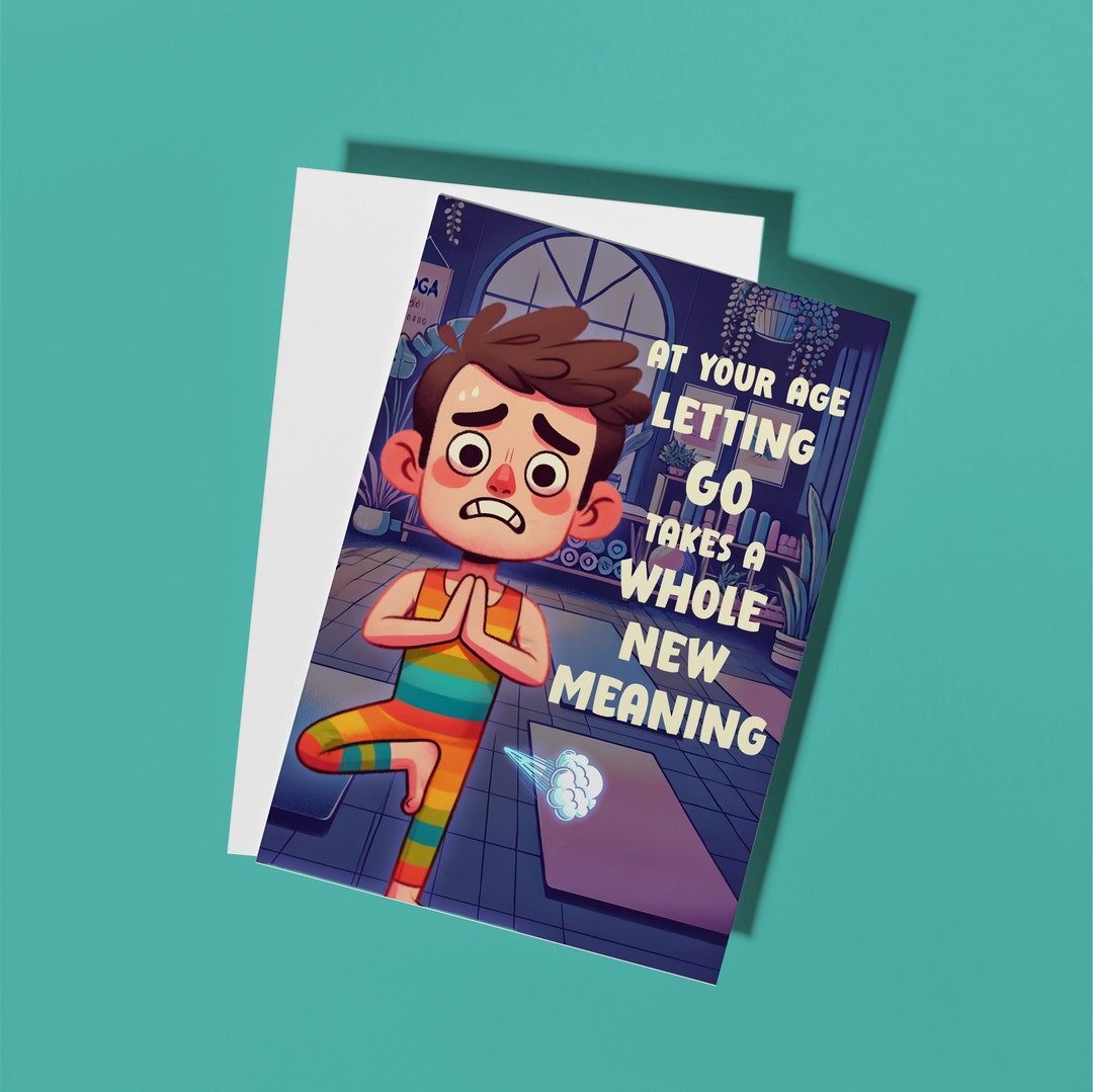 Funny Yoga Birthday Card for Yogi Friend Getting Old Humor Yoga Fart ...