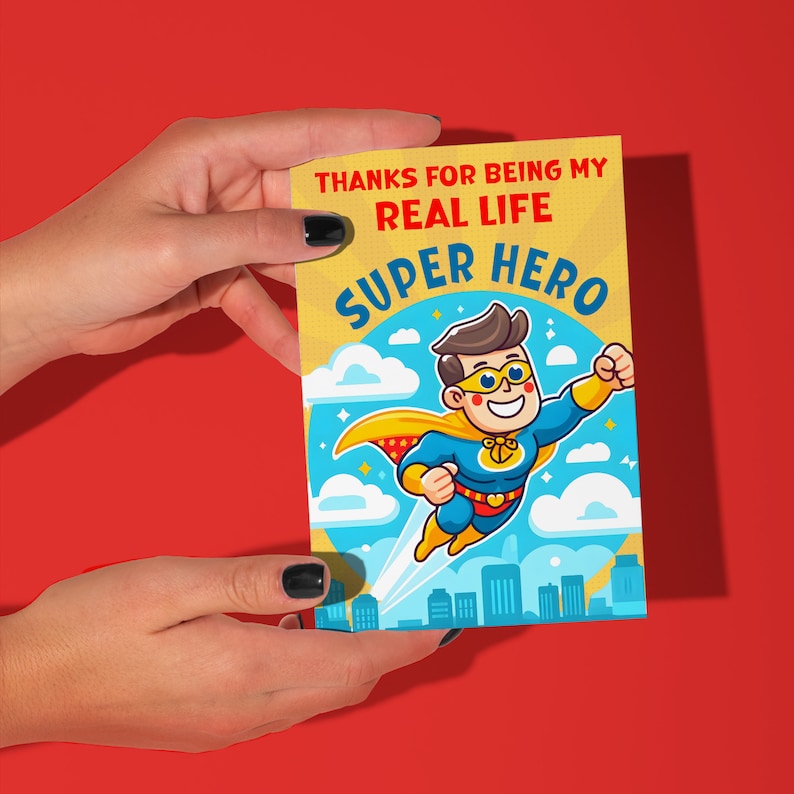 Superhero Fathers Day Card for Hero Father Who is My Super Hero Daddy ...