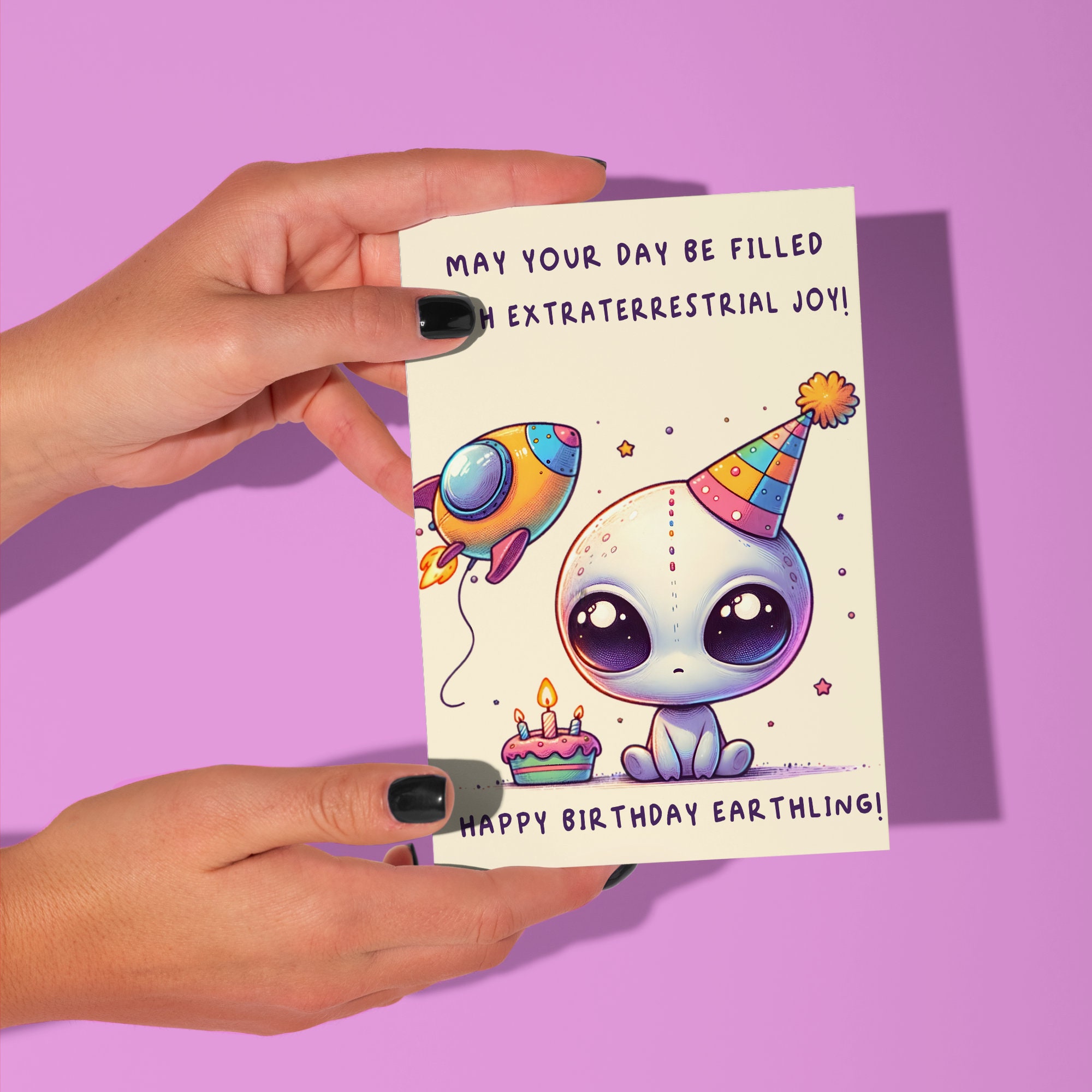 Cute Kawaii Alien Birthday Extraterrestrial Birthday Card for A Someone ...