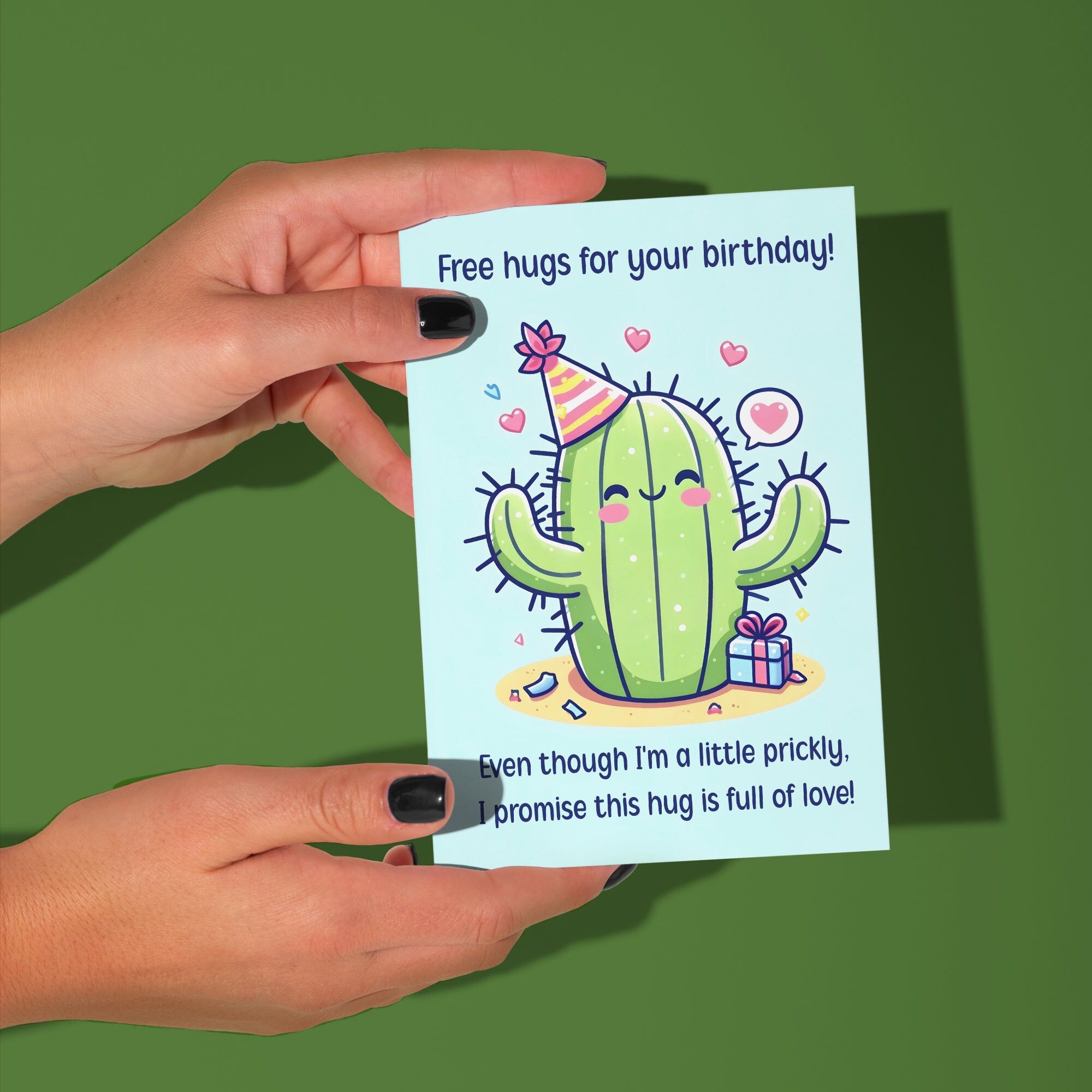 Free Hugs Cactus Birthday Card for Someone Who Loves Succulent Cactus ...