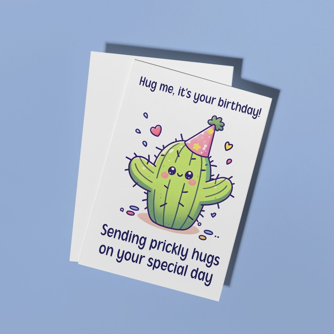 Cuddly Cactus Birthday Hug Card for Someone Who Loves Cacti Succulent ...