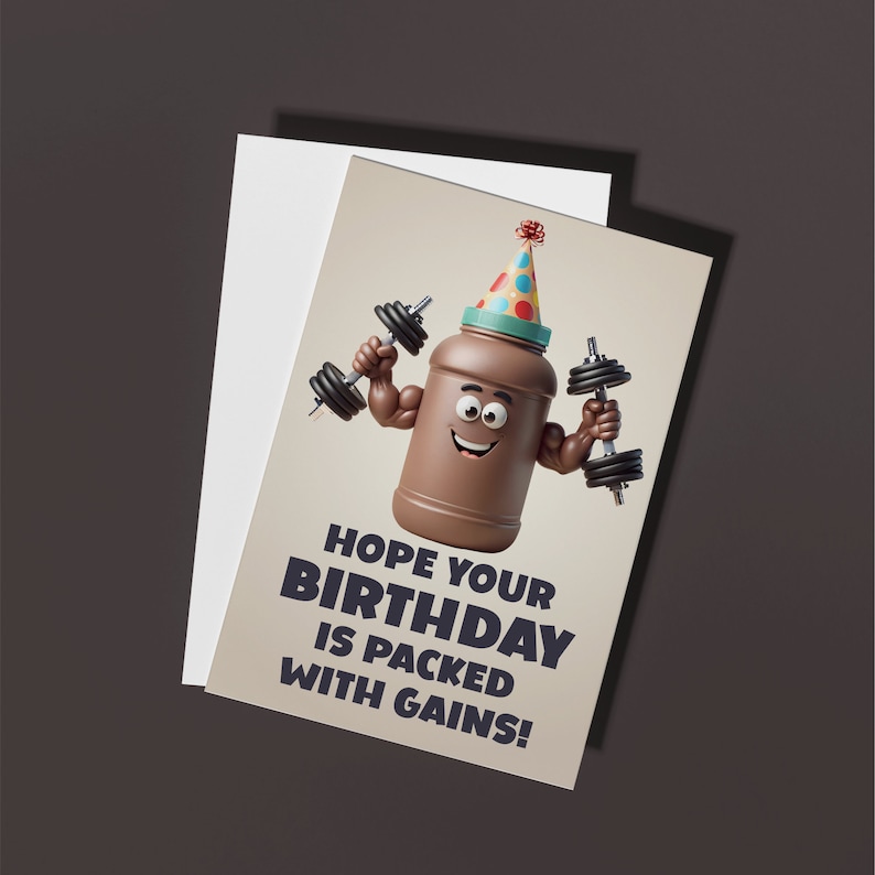 Protein Powder Birthday Card for Fitness Instructor Powerlifting Coach ...
