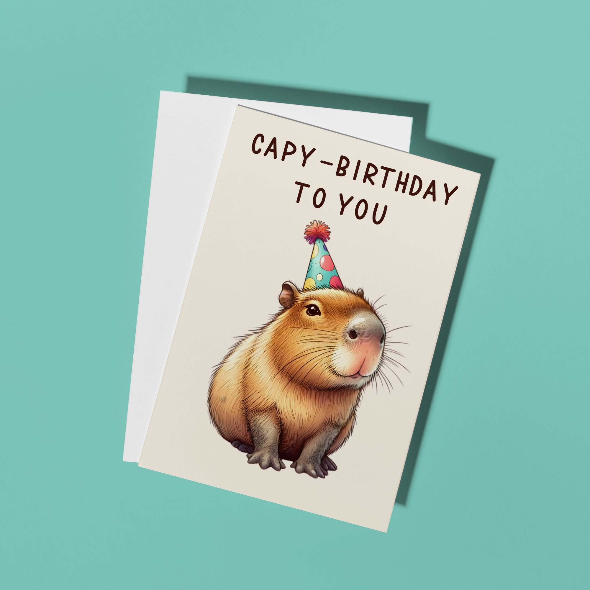Happy Capybara Wishing You Capy Birthday Wearing A Birthday Hat Rodent ...