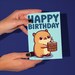 Cute Beaver Birthday Card With Wood Cake Punny Party Card for Kids ...