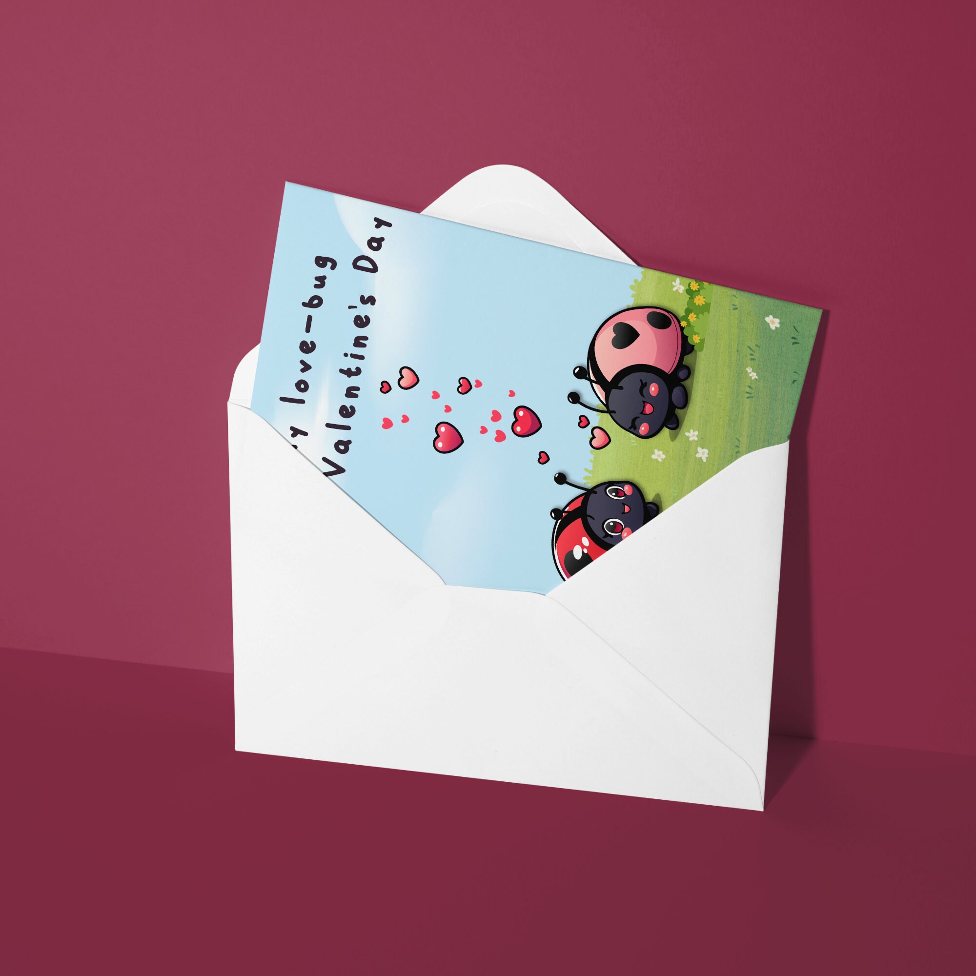 Kawaii Love-bug Valentines Day Greeting Card Ladybug Insect Love ...