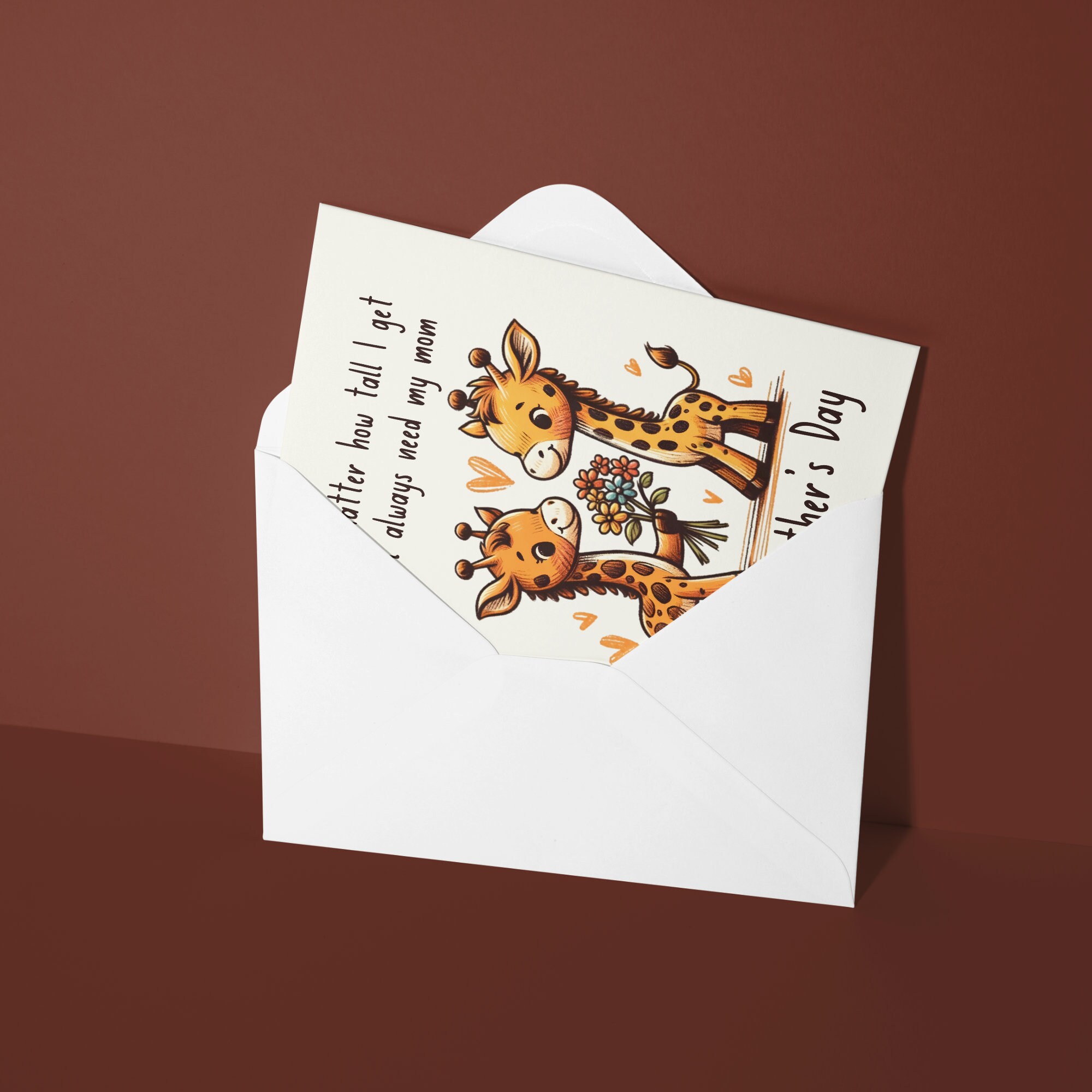 Giraffe Mother's Day Card for A Mom Appreciated for Raising Me Kawaii ...