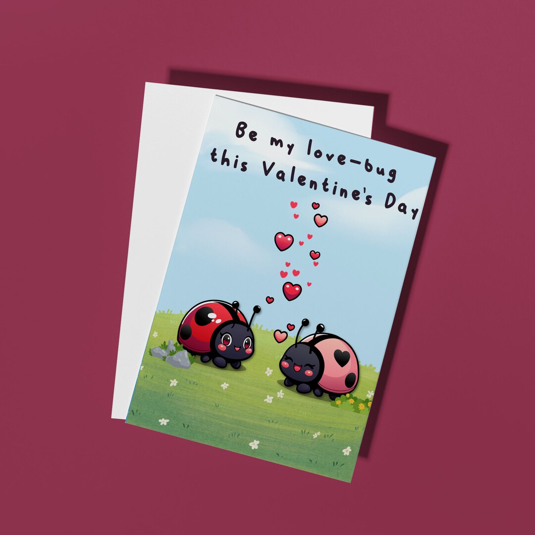 Kawaii Love-bug Valentines Day Greeting Card Ladybug Insect Love ...